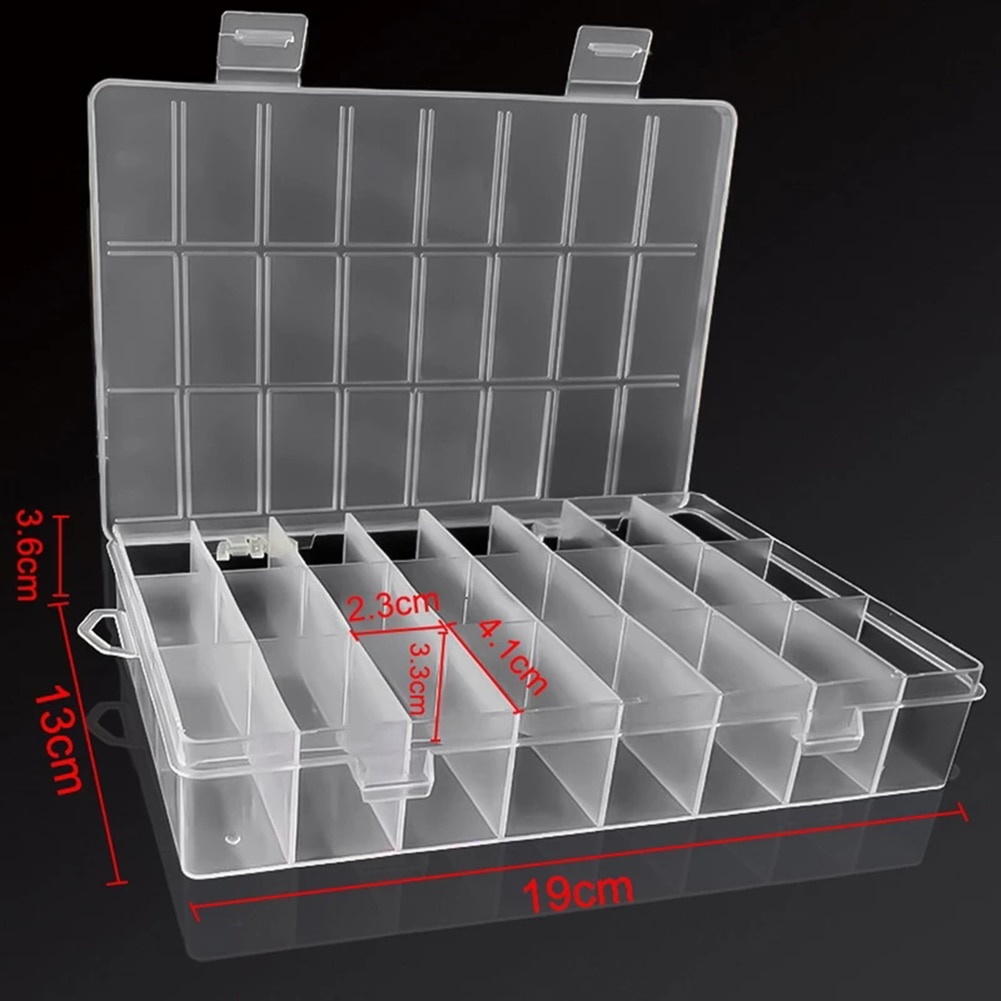 24 Grids Compartment Plastic Storage Box Screw Holder Case ICs Chips ...