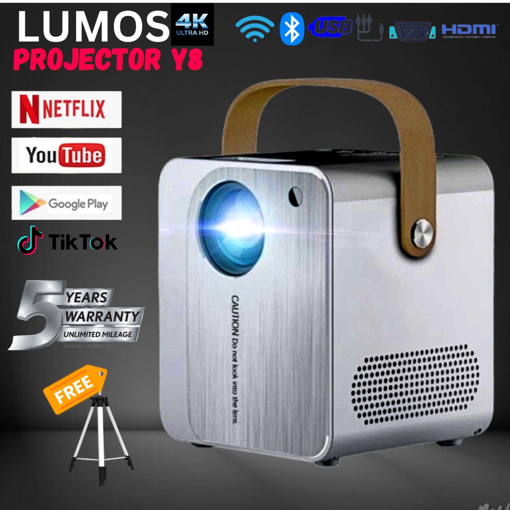 【Hot Sale】Projector Y8 Portable Smart Mini 6000 Lumens 4K HD 1080P ...