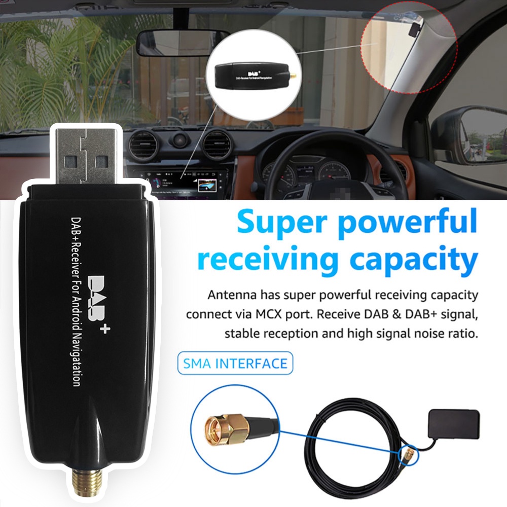 DAB+ USB Android Car Radio Plus Antenna Amplifier Receiver Auto Tuner ...