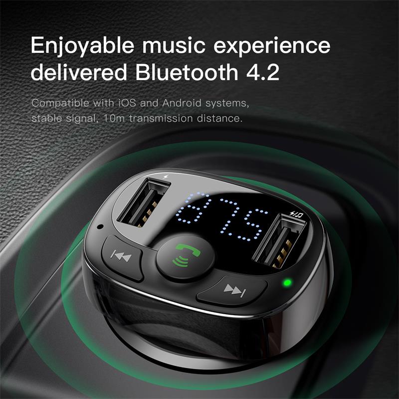 FM Baseus Transmitter Bluetooth Car Kit Handsfree FM Modulator Car ...