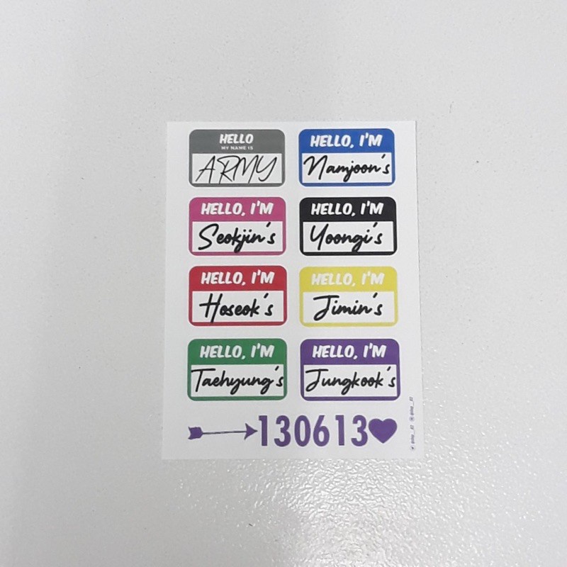 ♣ BTS Name Tag Sticker Set | Shopee Philippines