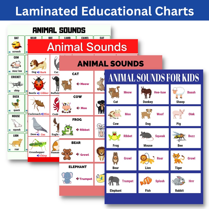 Laminated Animal Sounds Charts, Sounds of Animals Charts for Kids, A4 ...