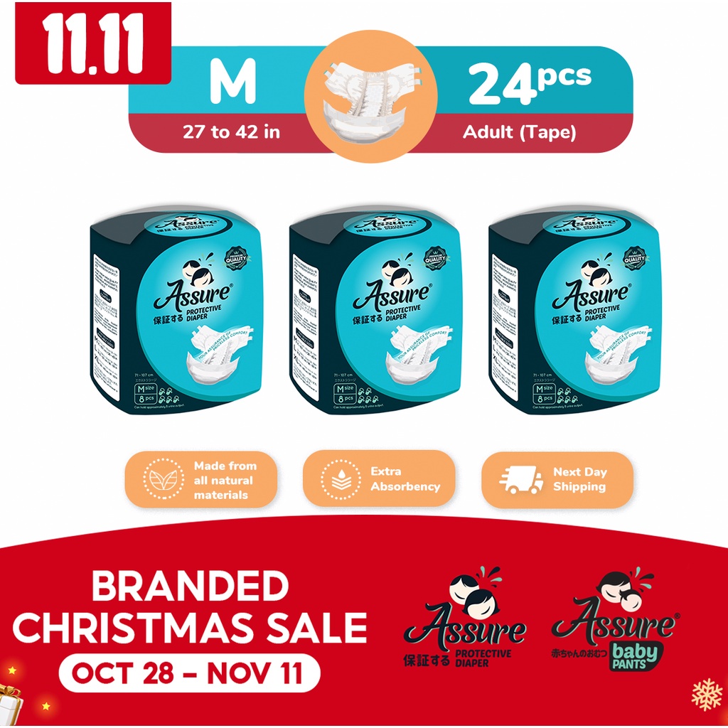 Assure Overnight Adult Protective Diapers - Medium 8's 3 packs | Shopee ...