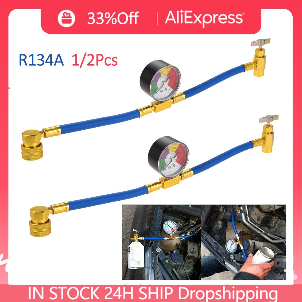R134A Air Conditioner Gas Cooler with Pressure Gauge Air Conditioner Gas Charging Hose AC ...
