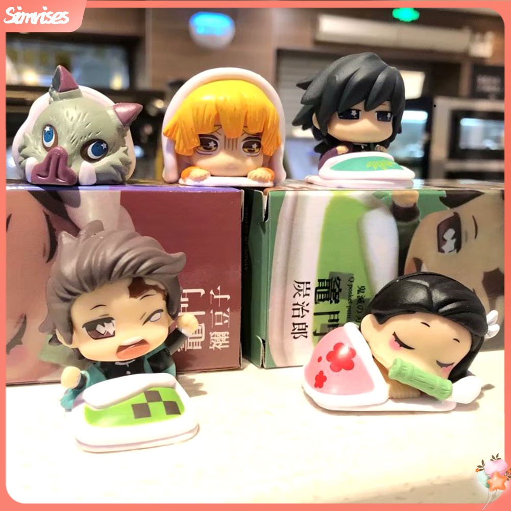 {SIMRISES} 5Pcs Demon Slayer Tanjirou Zenitsu Action Figures Anime ...