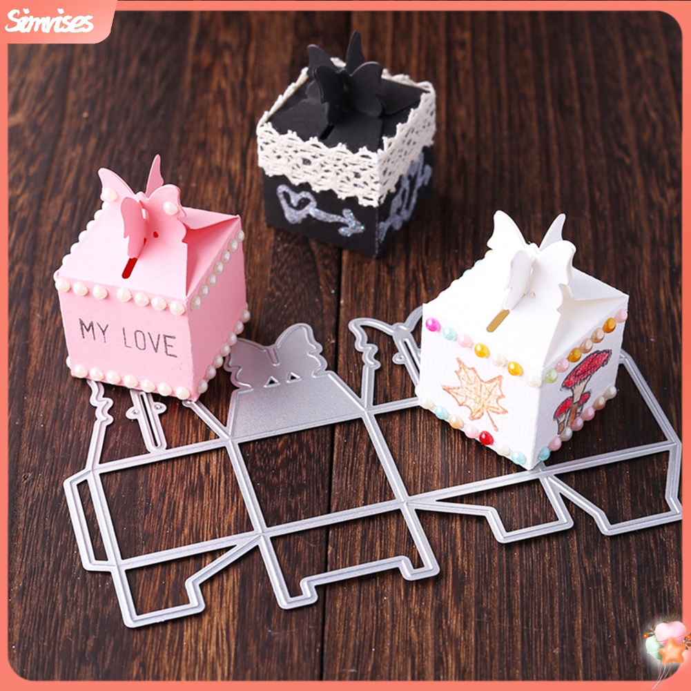 {SIMRISES} Butterfly Gift Box Square Cutting Dies DIY Scrapbook Stencil ...