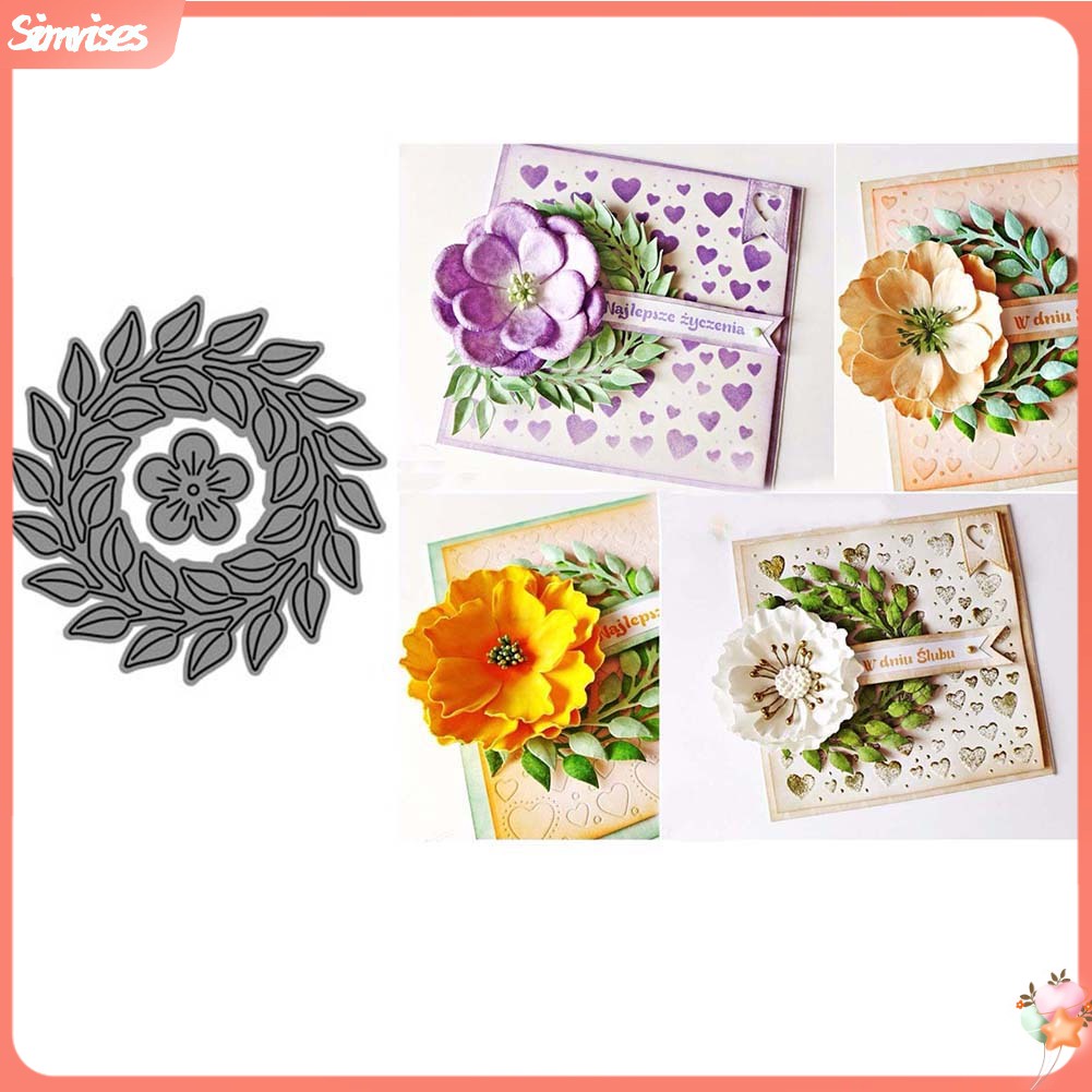 {SIMRISES} Flower Wreath Metal Cutting Dies DIY Scrapbook Paper Cards ...