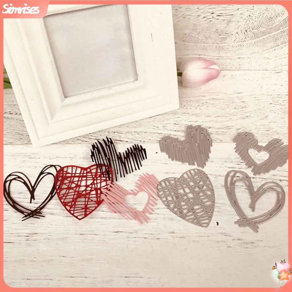{SIMRISES} 4Pcs Love Heart Metal Cutting Dies DIY Scrapbooking Album ...