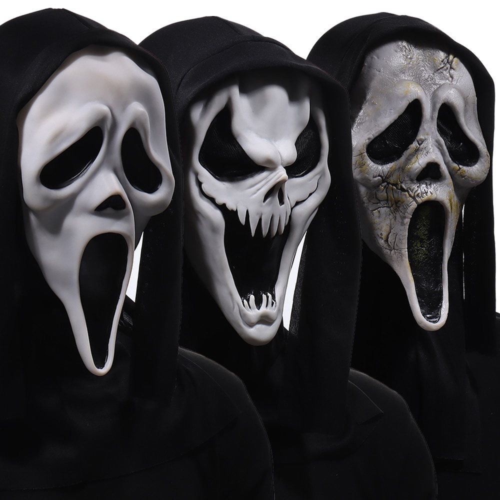 Halloween Scream Ghost Face Mask Cosplay Creepy Adult Skull Headgear ...