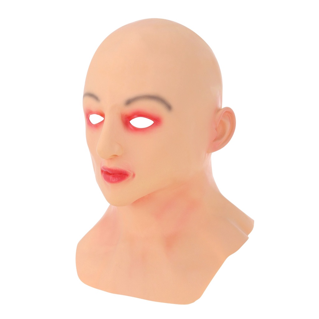 Bald Women Halloween Mask Realistic Female Crossdressing Sexy Girl ...