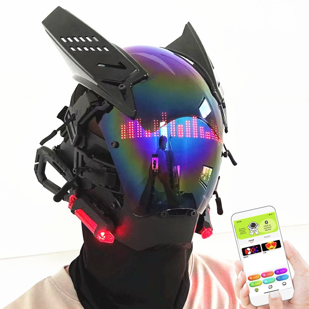 Bluetooth Cyberpunk Gothic Mask Helmet for Adult,Techwear mask ...