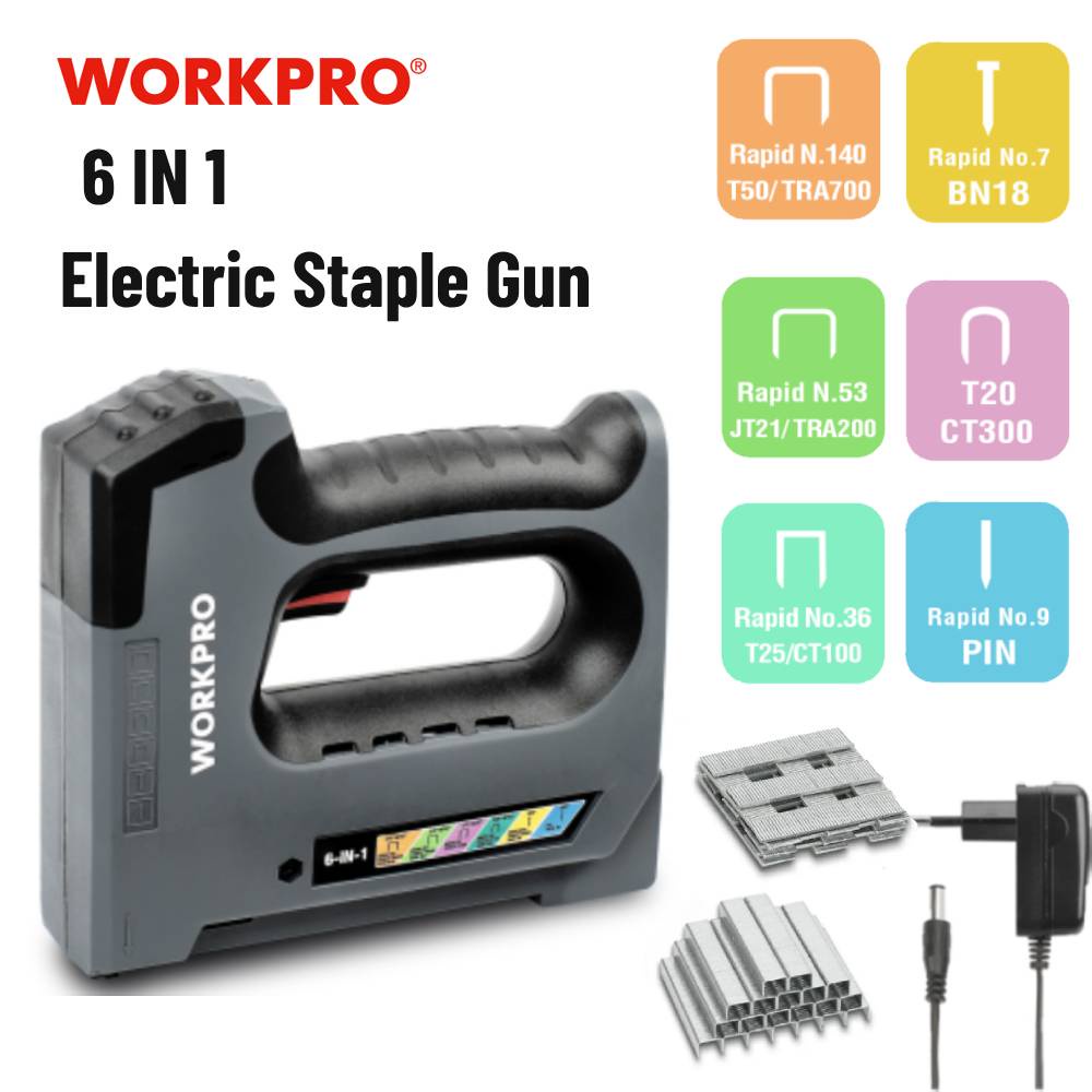 WORKPRO 3.6V 6 In1 Electric Stapler Lithium-ion Cordless Heavy Duty ...