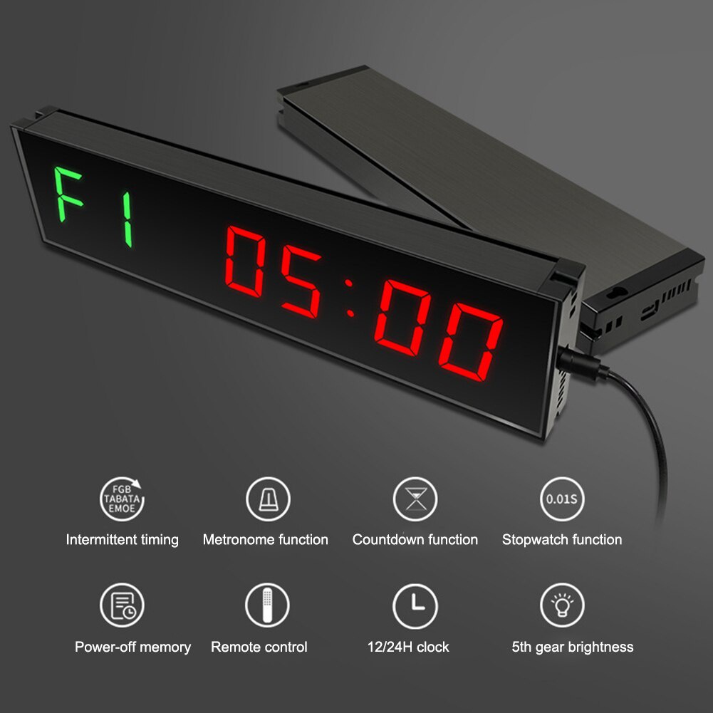 LED Digital Countdown Type-C Plug-in Down/Up Clock Stopwatch Wireless ...