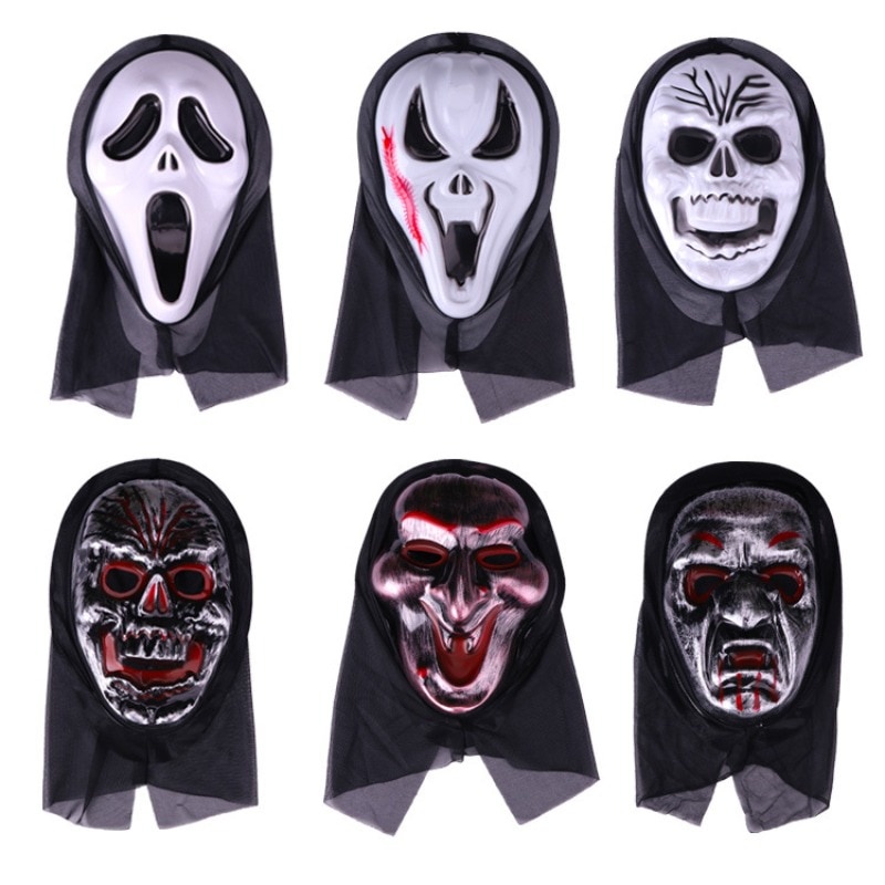 Halloween Mask Scary Ghost Face Plastic Mask Horror Killer Full Head ...