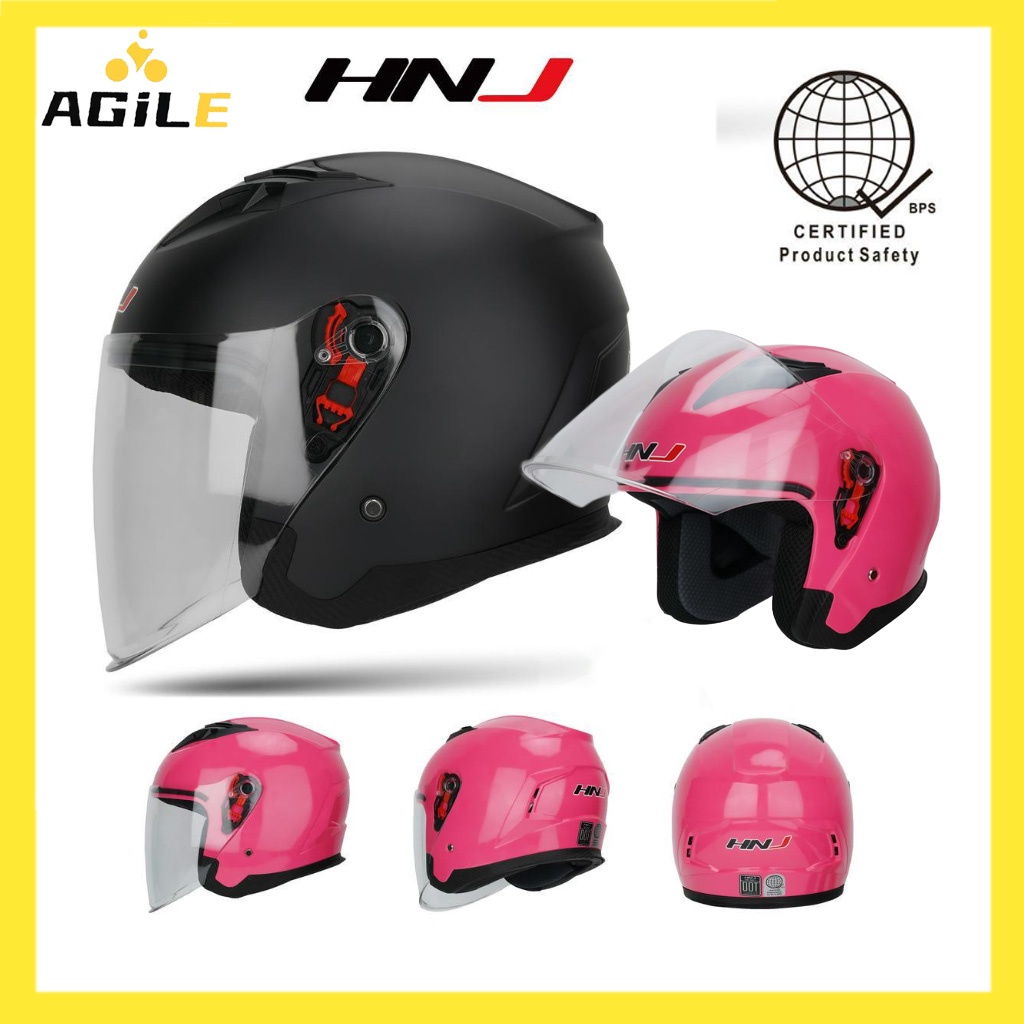 HNJ Motorcycle helmet for men and women with stickers open half face ...