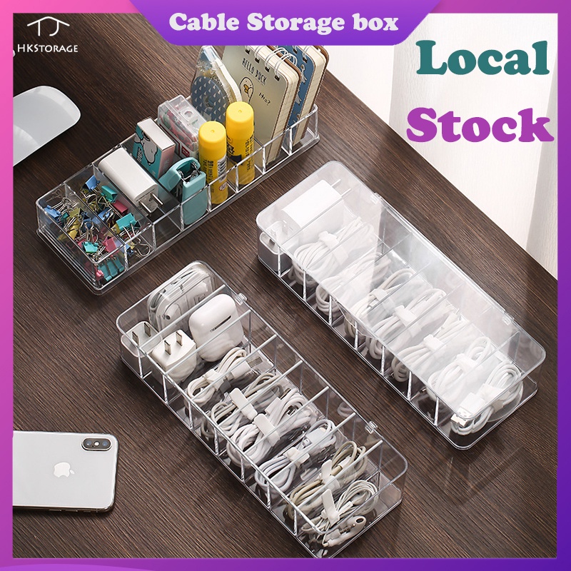 Desktop data cable storage box with cover acrylic storage box power ...