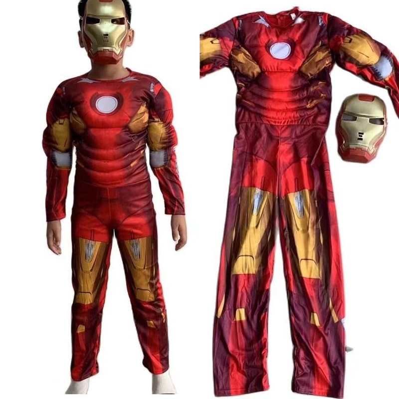 Boys Superhero Iron Man Mark Muscle Cos Costumes Funny Dress Up ...