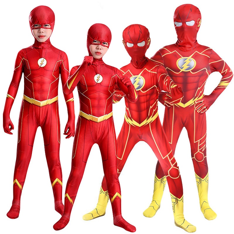 The Flash Marvel Superhero Cosplay Costume Bodysuit Jumpsuit for Kids ...
