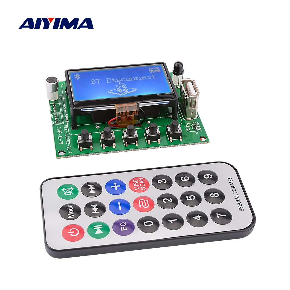 AIYIMA MP3 Decoder Board Module 12V Lyrics Display LCD Bluetooth 5.0 ...