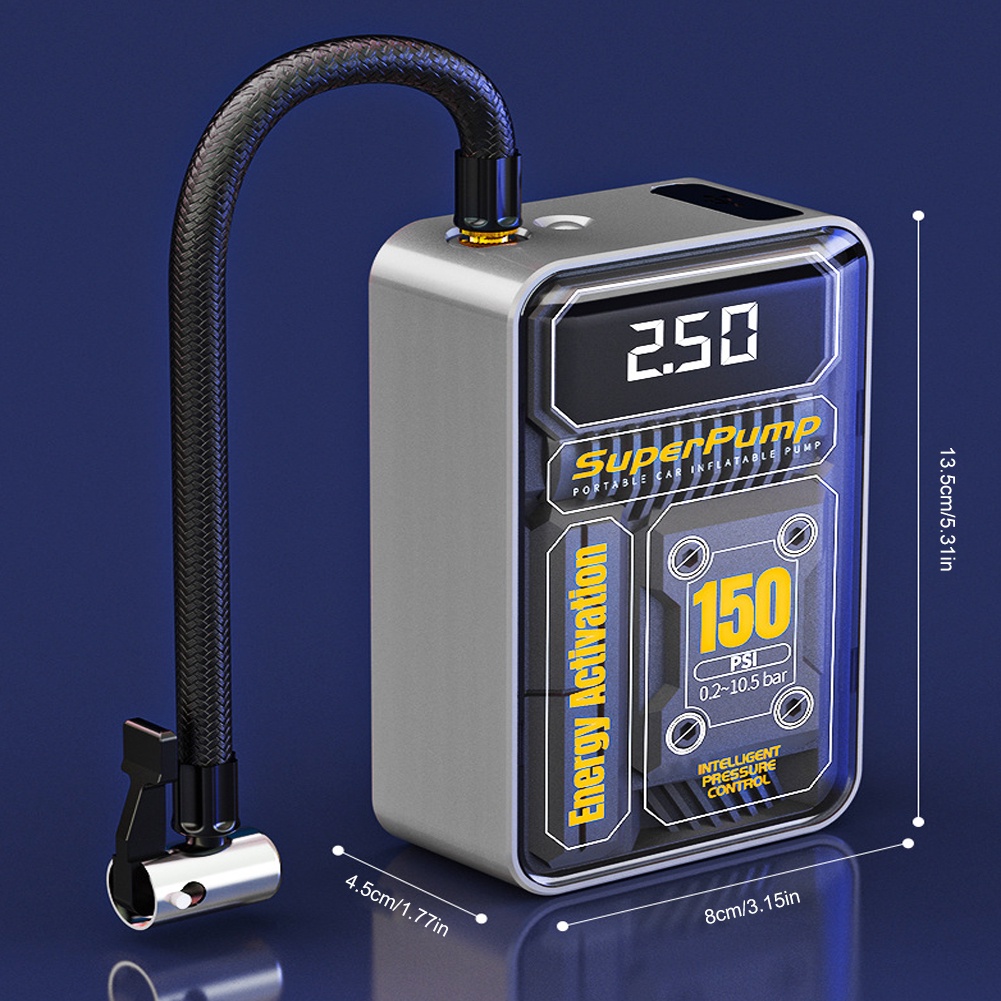 Car Mini Tire Inflator 150Psi Portable Air Compressor Wireless Digital ...