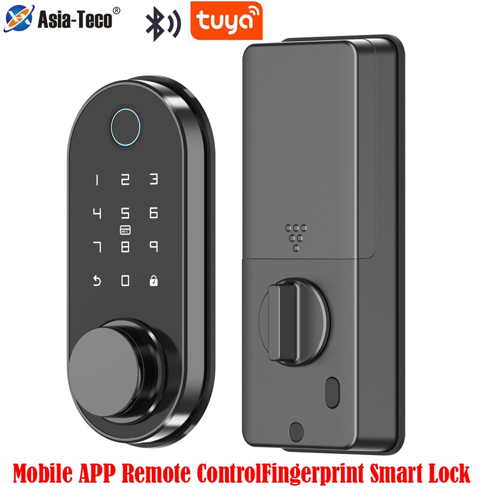 Tuya Smart Wood Door Lock Password Fingerprint Bluetooth Electronic ...