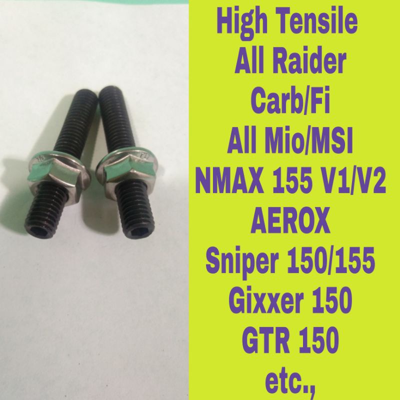 (2pcs)8mm x 45mm Super High Tensile for All Raider Carb/Fi,All Mio,Nmax ...