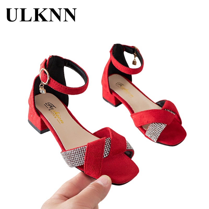 ♣♀Girls Sandals Kid's Red Heels Sanldaies Summer Sandals Rhinestone ...