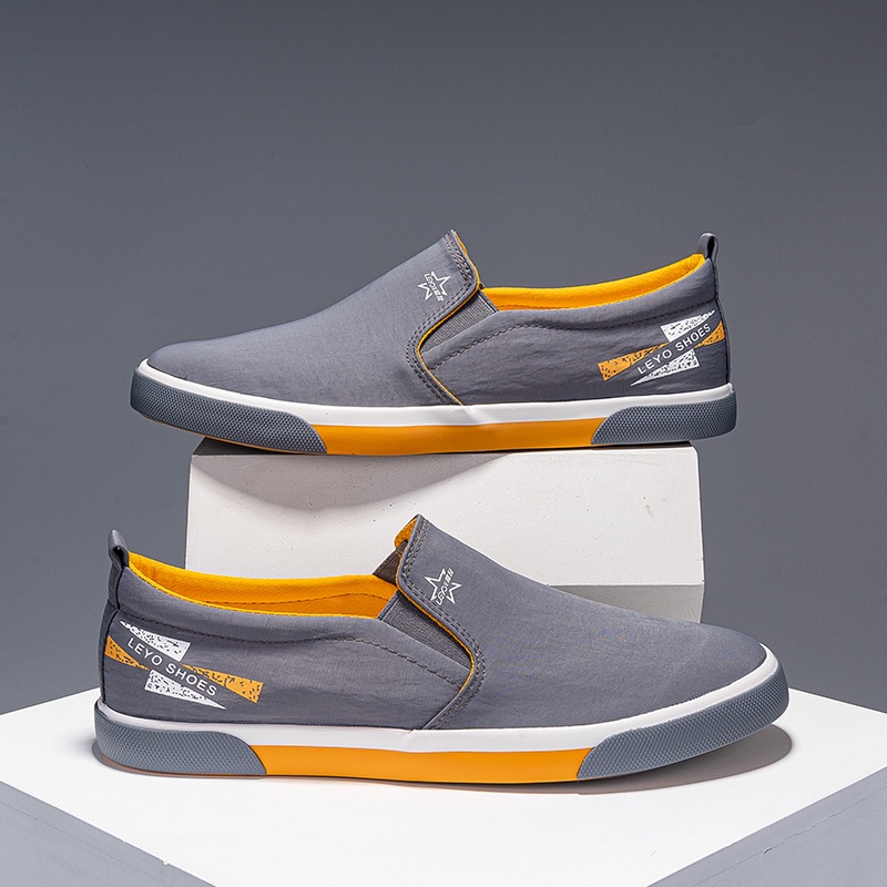 New Canvas Driving Shoes Men Slip on Vulcanized Canvas Shoes Mens ...