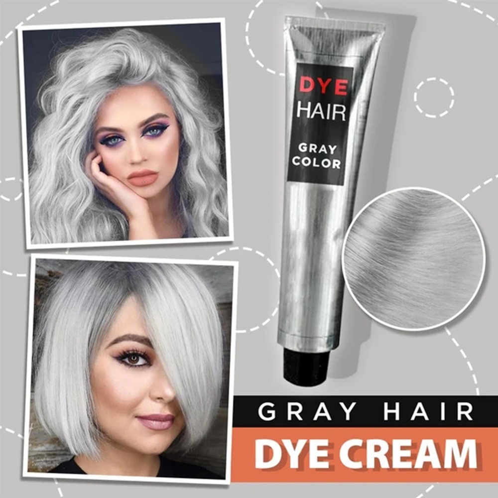 100ml Gray Color Hair Dye Cream Unisex Smoky Gray Punk Style Light Grey Silver Permanent Hair ...