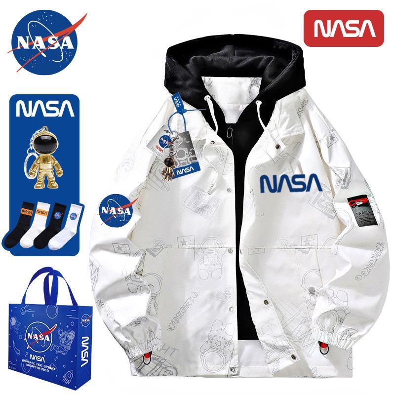 Ready stock！Nasa Joint Fake Two-Piece Jacket Male And Female Couple ...