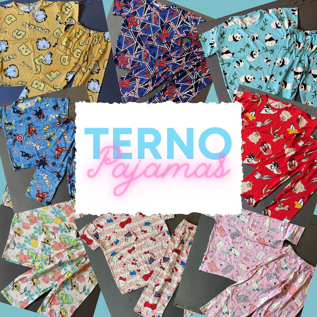 Terno Pajamas Kids Boys Girls Avengers Spiderman Spongebob Hello Kitty ...