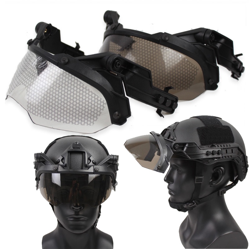 ♈Guide Rail Version Tactical Helmet Goggles 90 Degrees Removable FAST ...