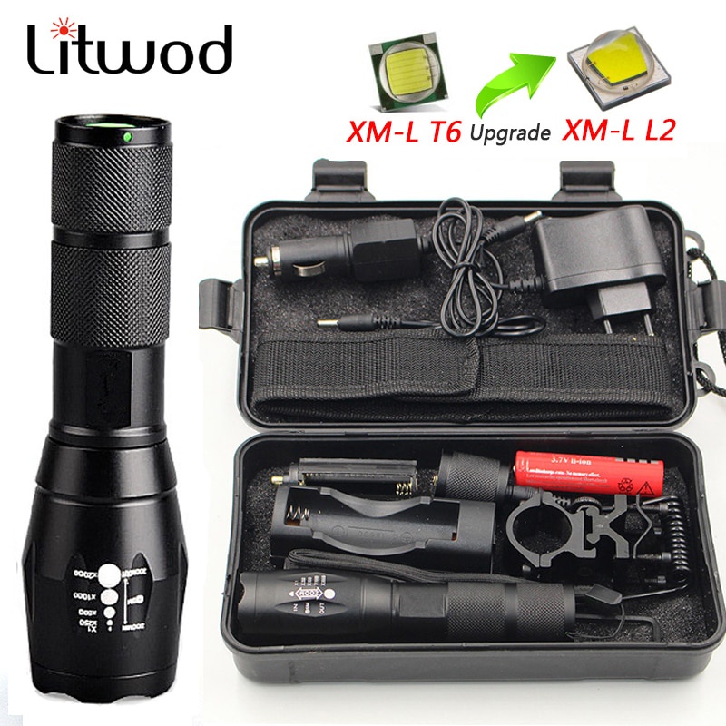 LED Rechargeable Flashlight Litwod XML T6 5 mode zoom linterna torch 5000 LM 18650 Battery ...