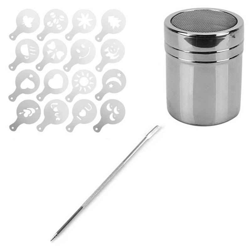 3pcs Coffee Writing Stencil Chocolate Shaker Cocoa Flour Sifter 16 ...