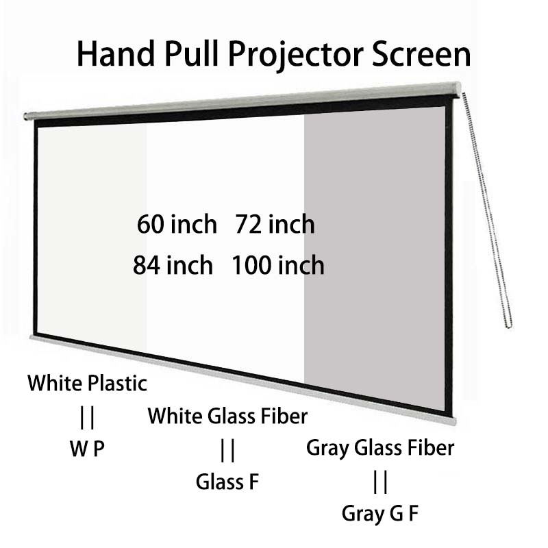 Thinyou handheld projection screen 60 72 84 100inch 4:3 white plastic ...