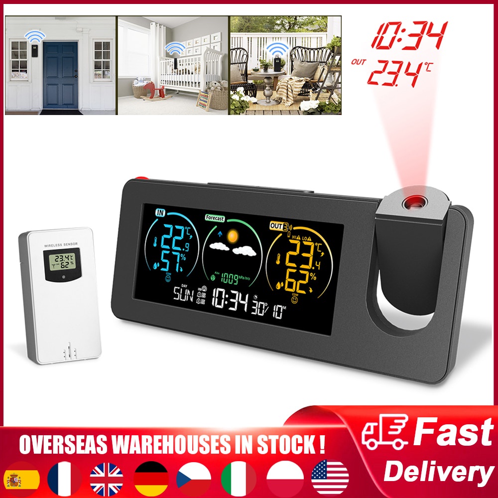 New Electronic Projection Clock Weather Station Weather Forecast ...