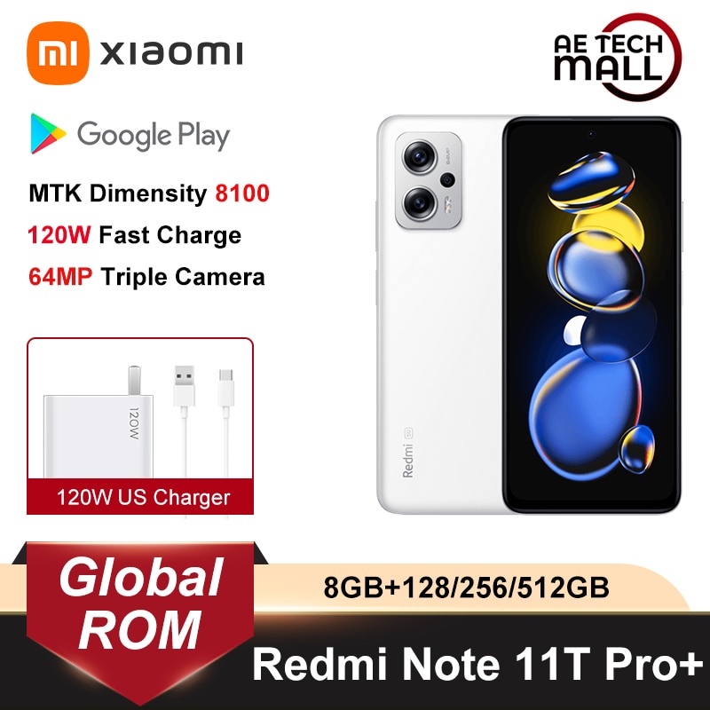 Global ROM Xiaomi Redmi Note 11T Pro Plus 5G 128GB/256GB MTK Dimensity ...