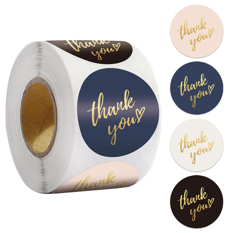 500pcs Round Labels Thank You Kraft Paper Packaging Sticker for Candy ...