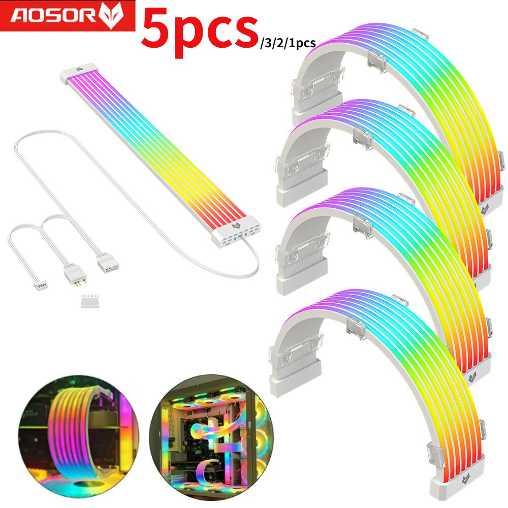 COOLMOON RGB 24PIN Motheboard Extension Cord Wire ARGB PC Case LED ...