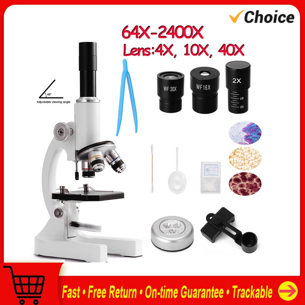 64X-2400X Monocular Optical Microscope Elementary School Children ...