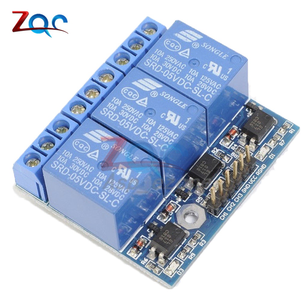 3 Channel Relay Module With Optocoupler Isolation Opto-isolated Compatible 3.3V 5V Signal High ...