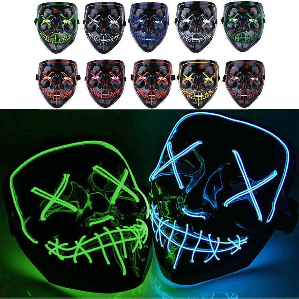 Led Mask Halloween Party Masque Masquerade Masks Neon Maske Light Glow ...