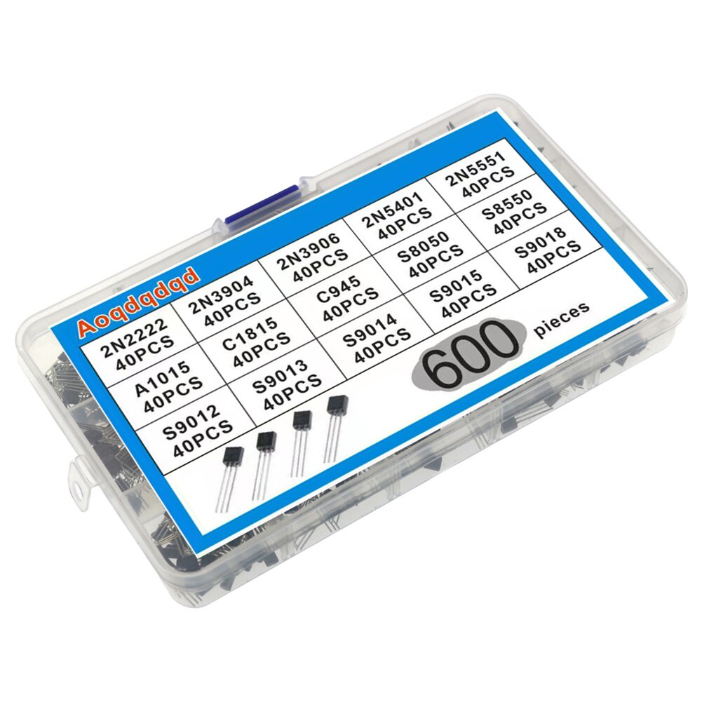 Transistor Kit Assortment Box 600Pcs Transistor Assorted Kit 50-1000mA ...