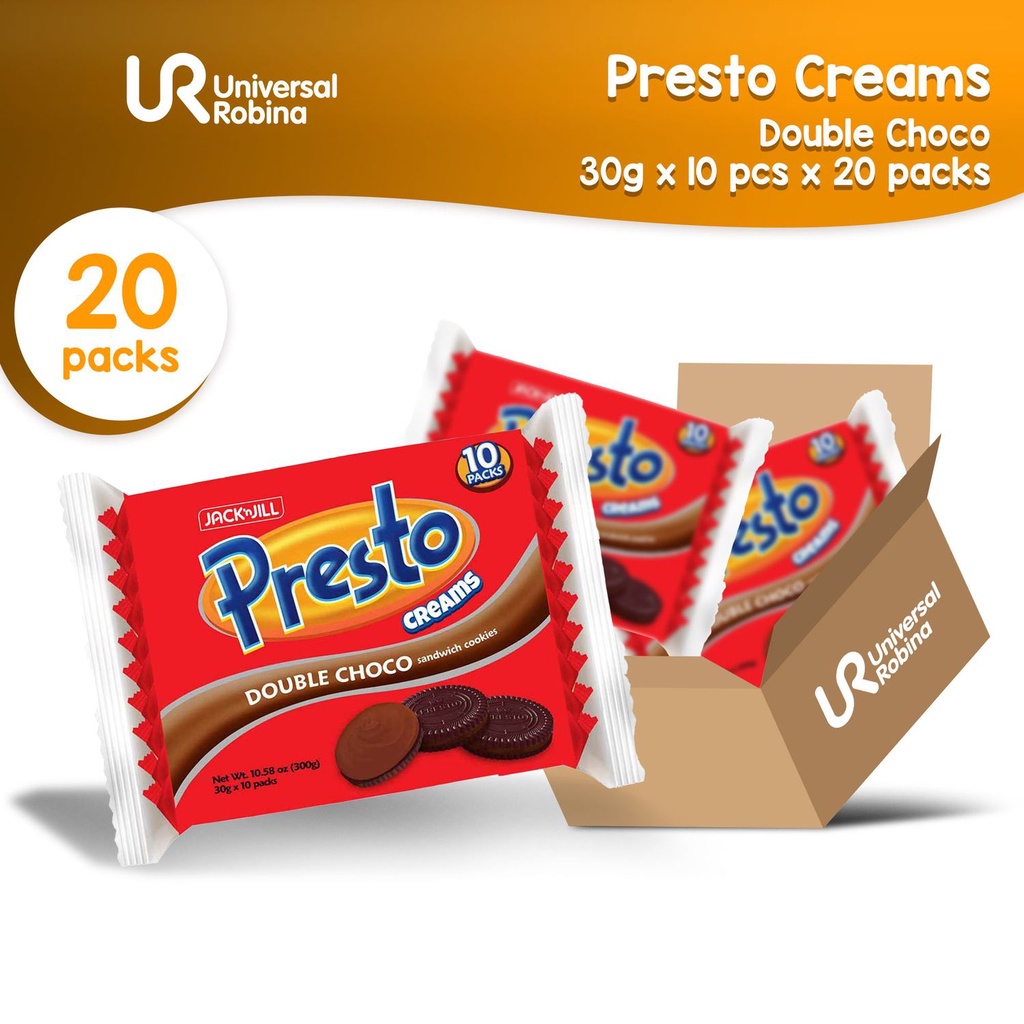 Presto Creams Double Chocolate Sandwich Cookies (30g x 10) - Bundle of 20 | Shopee Philippines