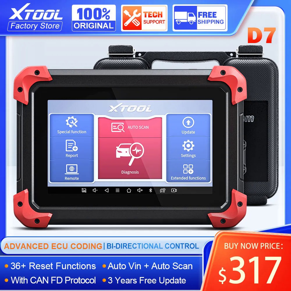 XTOOL D7 All System Car Diagnostic Tool Auto Key ECU Coding 36 Service ...