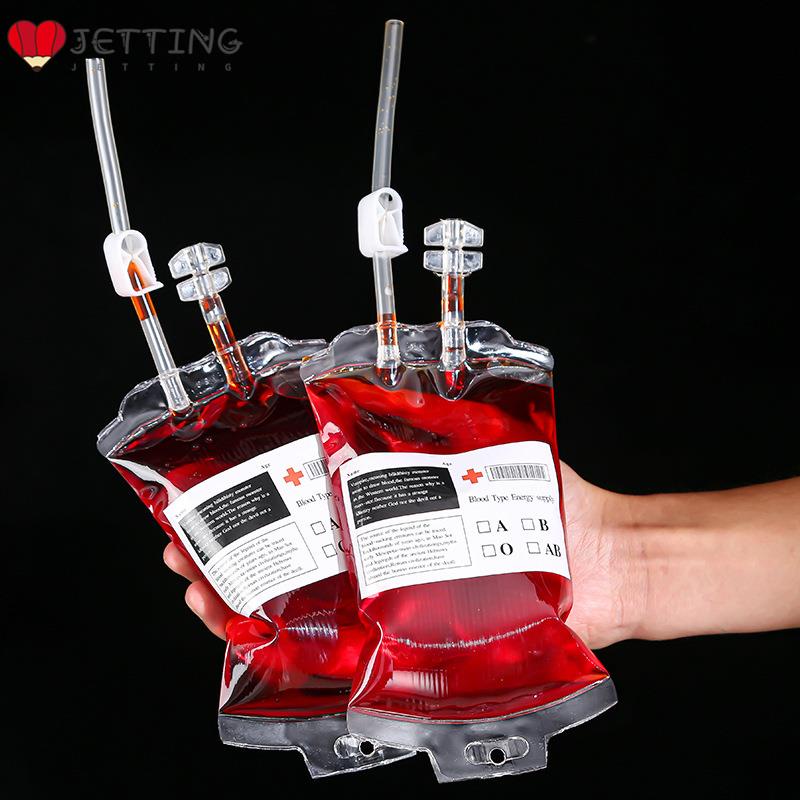 Halloween supplies ₪1Pc Blood Bag For Drinking IV Blood Pouch Drink ...