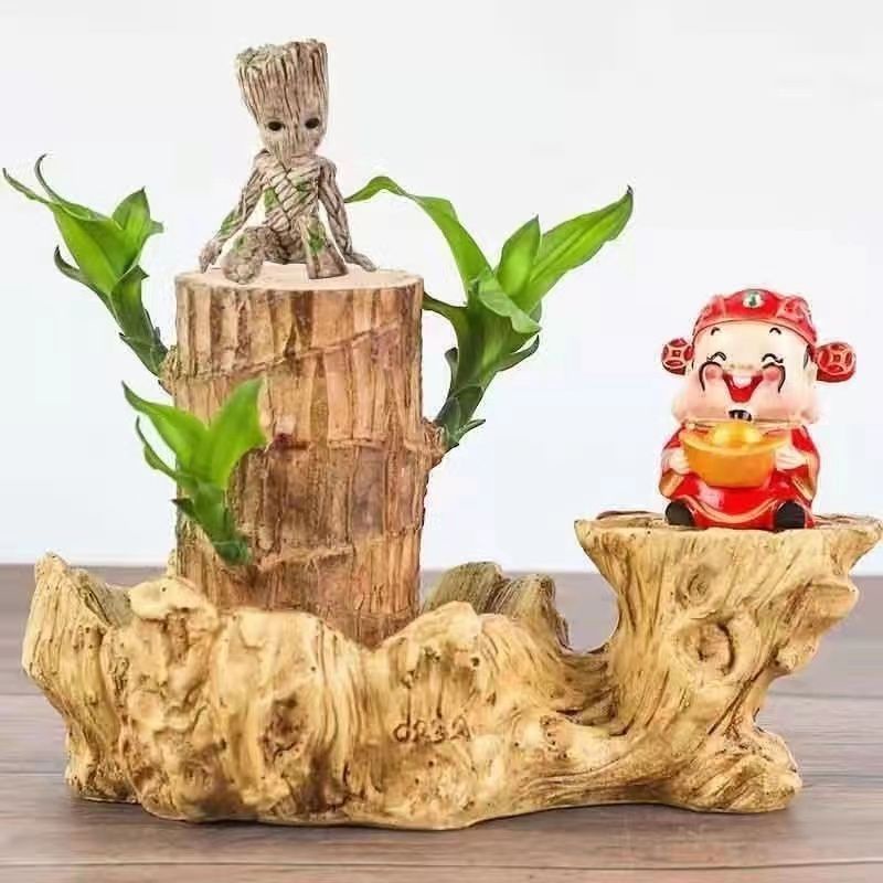 Lucky Brazilian Wood Batan Gilt Basin God Of Wealth Groot Cute Baby ...