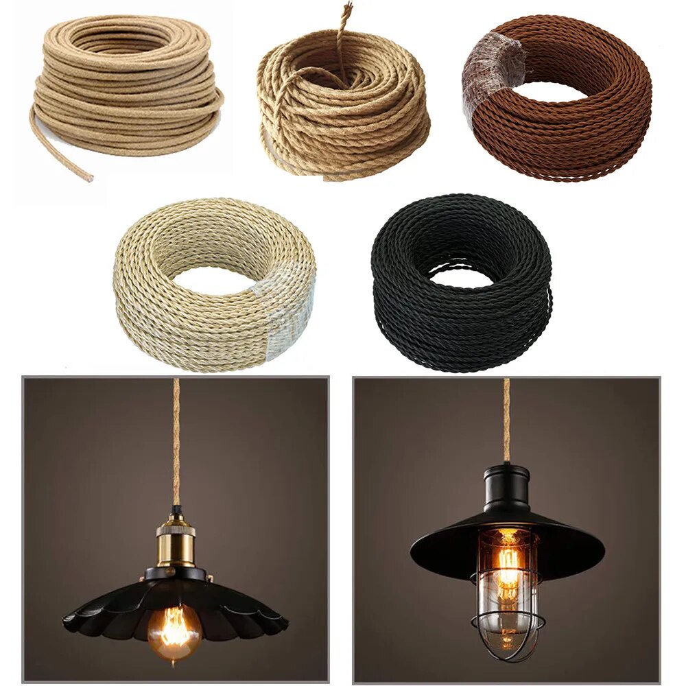 2 Core Electrical Rope Wire 5/10/20 Meters Electrical Wires Hemp Rope ...