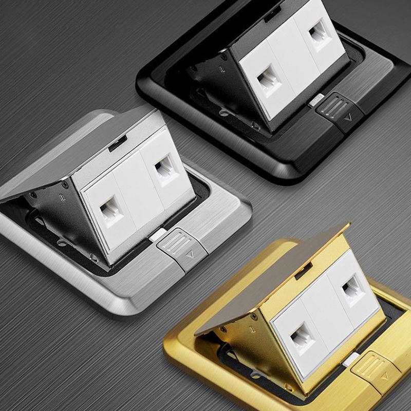 Copper Pop-up Network Socket 2-port RJ45 Waterproof Hidden Embedded ...