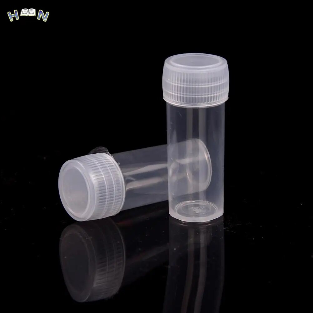 ۩10pcs/pack 5ml Plastic Test Tubes Vials Sample Container Powder Craft ...